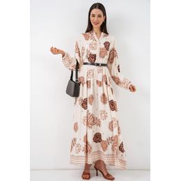 Gemustertes V-Ausschnitt Maxikleid