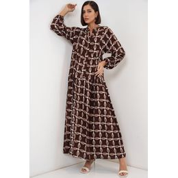 Gemustertes V-Ausschnitt Maxikleid