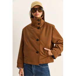 Kurzer Trenchcoat mit Mandarinkragen