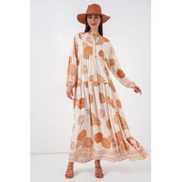 Gemustertes V-Ausschnitt Maxikleid