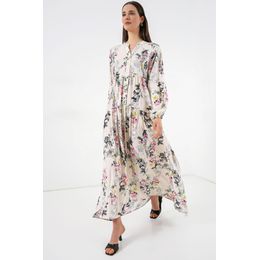 Gemustertes V-Ausschnitt Maxikleid