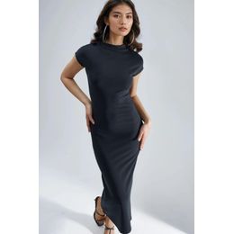 Schmal geschnittenes Midi-Kleid mit Rundhalsausschnitt