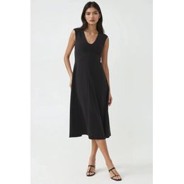 V-Ausschnitt A-Linien Midi Kleid