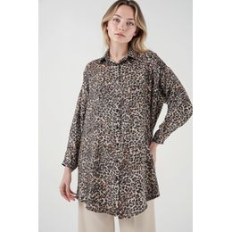 Leopardenmuster Langarm Hemd mit Knopfleiste