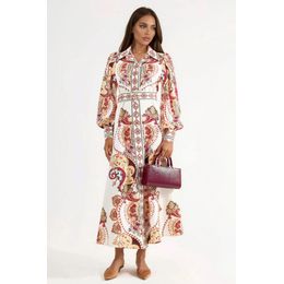 Muster Maxi-Kleid mit G&uuml;rtel
