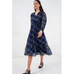 V-Ausschnitt Midi-Kleid mit Knopfverschluss