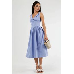 V-Ausschnitt Midi-Kleid mit Schleifen-Detail