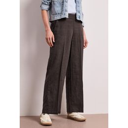 Stoffhose Street One, Damen, Gr. 44, L&auml;nge 32, espresso braun, Web, Obermaterial: 100% Leinen, unifarben, loose fit lang, Hosen Stoffhose, im Loose Fit und aus Leinen