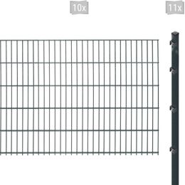 Doppelstabmattenzaun Arvotec "ESSENTIAL 103 zum Einbetonieren", grau (anthrazit), H:103cm, Kunststoff, Stahl, Zaunelemente, Zaunh&ouml;he 103 cm, Zaunl&auml;nge 2 - 60 m