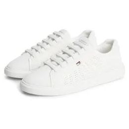 Sneaker Tommy Hilfiger "TH ICON LIGHT KNIT SNEAKER", Damen, Gr. 39, ecru, Lederimitat, Textil, Schuhe Sneaker, Freizeitschuh, Halbschuh, Schn&uuml;rschuh in sommerlicher Strick-Optik