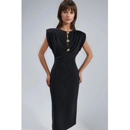 Slim Fit Midi-Kleid mit Zubeh&ouml;rdetails