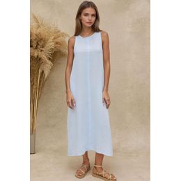 Strukturierter Baumwoll-Midi-Strandkleid mit Schlitz