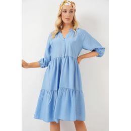 Strukturierte Midi-Kleid mit Knopfverschluss
