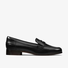Clarks Hamble Slipper schwarze Lederschuhe