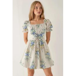 Blumenkleid im A-Linie mit Bindeg&uuml;rtel