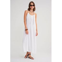 Tr&auml;ger Maxi-Kleid mit gerafftem Detail