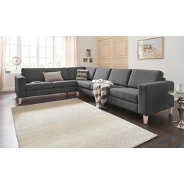 Ecksofa "Terra L-Form", grau (dunkelgrau), B:316cm H:83cm T:246cm, Struktur (100% Polypropylen), ATLANTIC HOME COLLECTION, Sofas, Ecksofa, mit Wellenunterfederung, langer Schenkel links oder rechts montierbar, Topseller
