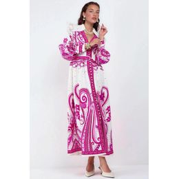 V-Ausschnitt Paisley Maxi-Kleid mit Schlitz