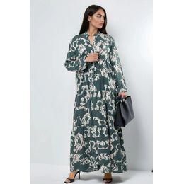 V-Ausschnitt Muster Maxi-Kleid mit Kn&ouml;pfen