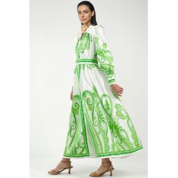 V-Ausschnitt Paisley Maxikleid mit Schlitz