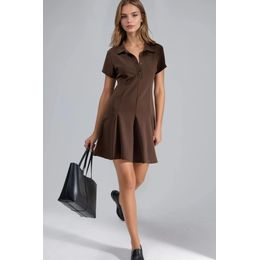 Crepe Mini-Kleid mit Knopfverschluss und Polo-Kragen