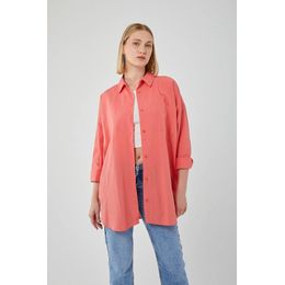 Oversized Langarmhemd aus Popeline mit Knopfleiste