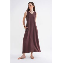 &Auml;rmelloses V-Ausschnitt-Maxikleid mit Taschen