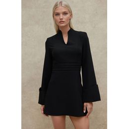 Elegantes V-Ausschnitt Mini-Kleid mit langen &Auml;rmeln