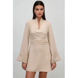 Elegantes V-Ausschnitt Langarm-Mini-Kleid