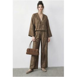 Blumenmuster V-Ausschnitt Oversized Kimono und Weite Hose Set