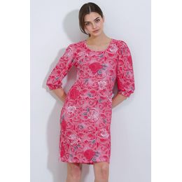 Besticktes florales Midi-Kleid mit Dreiviertel&auml;rmeln
