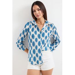 Satin Langarm-Hemd mit Knopfleiste