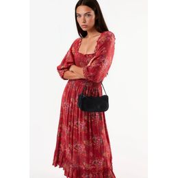 Blumenmotiv Midi-Kleid mit quadratischem Kragen