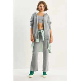 Hochtailliertes Cardigan- und Hosen-Set mit Rei&szlig;verschlusskragen