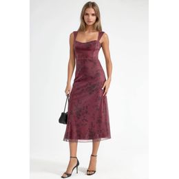 Bl&uuml;hendes Herzkragen-Midi-Kleid
