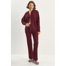 Hochtailliertes Rei&szlig;verschluss-Kragen-Cardigan- und Hosen-Set