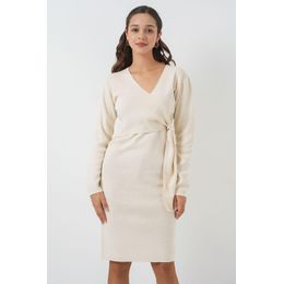 Bodycon-Midi-Kleid mit V-Ausschnitt und Bindeg&uuml;rtel
