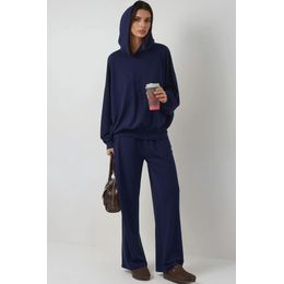 Kapuzensweatshirt mit &uuml;bergro&szlig;em Schnitt und hoch sitzendem Zwei-Teiler Set