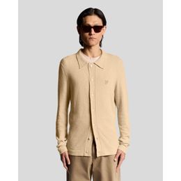 Lyle & Scott Lyle & Scott Strickcardigan mit Kragen und Strukturmuster &ndash; Beige