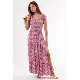 Maxikleid mit Paisley-Print und quadratischem Kragen