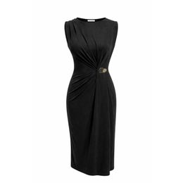 Tailliertes Midi-Kleid mit Rundhalsausschnitt