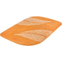 Badematte Meusch "Greta", safran, H:20mm, Polyester, Badematten, Badematte, Badteppich mit dezentem, meliertem Blattmotiv