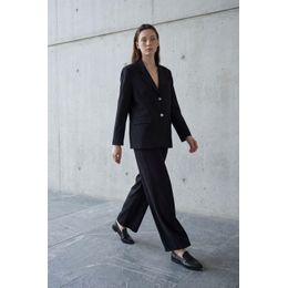 Baumwoll-Leinen-Blazer mit Knopfverschluss
