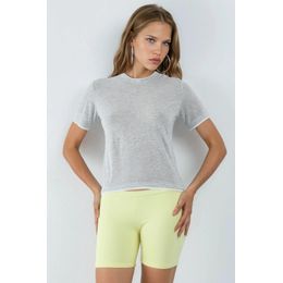 Farbblockiertes Rundhalsausschnitt T-Shirt