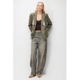 Leinen Blazerjacke mit Schaldetail