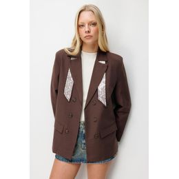 Leinenblazerjacke mit Schal-Detail