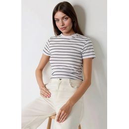 Gestreiftes Crew-Kragen T-Shirt
