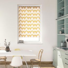 Seitenzugrollo LICHTBLICK ORIGINAL "Rollo Klemmfix, ohne Bohren, blickdicht, Boho Zig Zag - Gelb", gelb (gelb, wei&szlig;), B:120cm H:150cm, Polyester, Rollos, Seitenzugrollo
