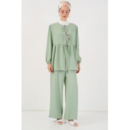 Rundhals Langtunika und Weite-Hosen-Set