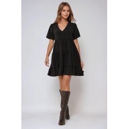 V-Ausschnitt A-Linien Mini-Kleid